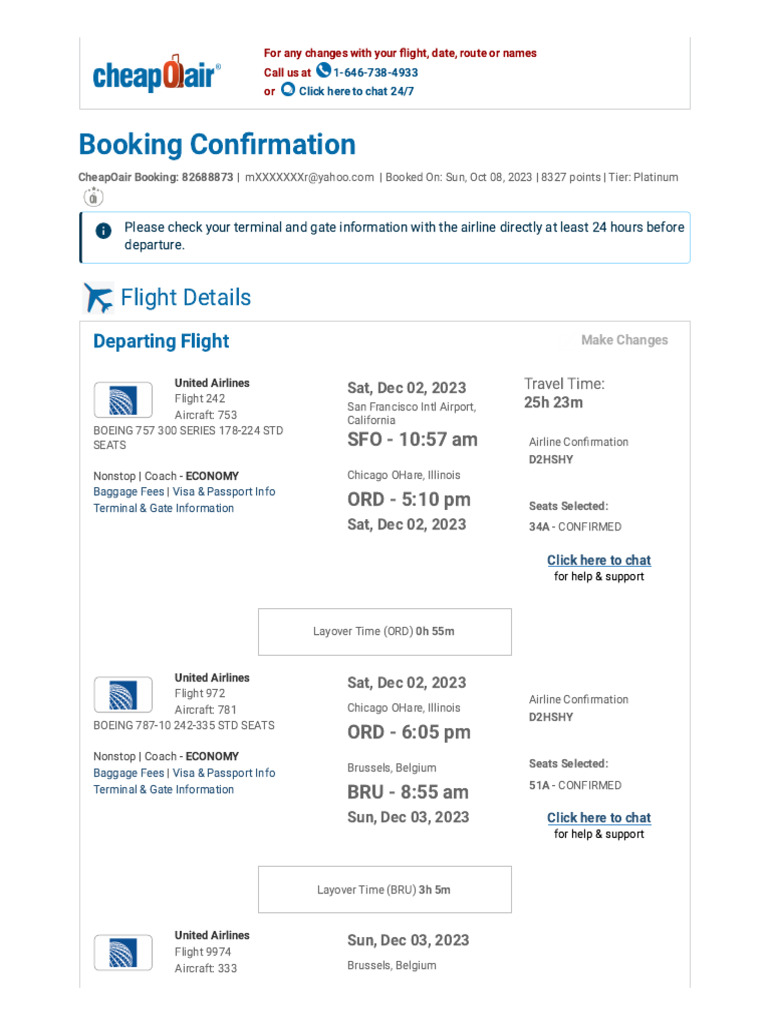 Booking Confirmation: Flight Details | PDF