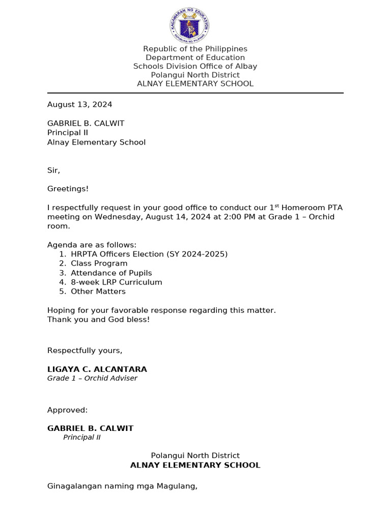 HRPTA Meeting letter of request | PDF