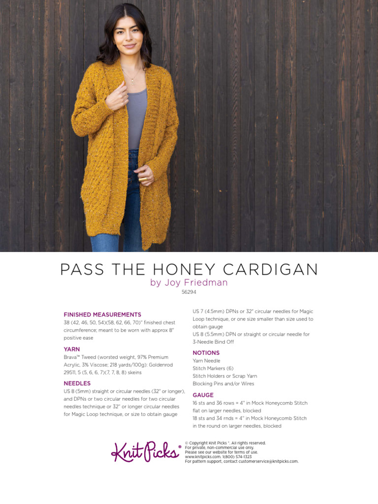 Pass The Honey Cardigan: by Joy Friedman | PDF