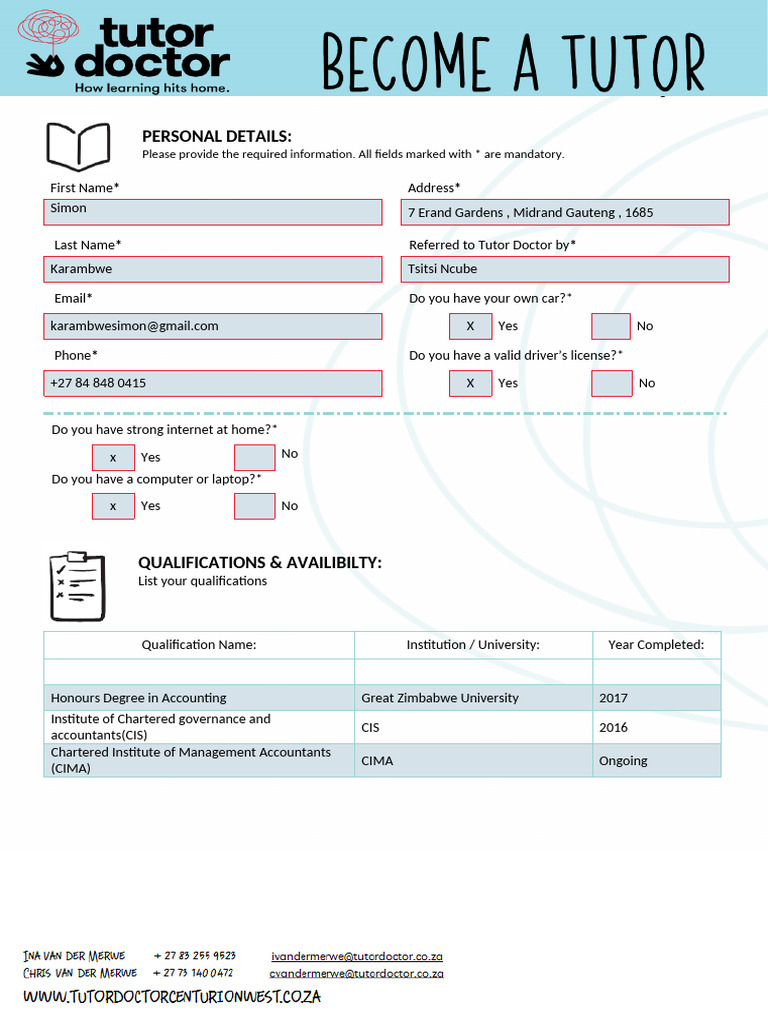 Become a Tutor | PDF