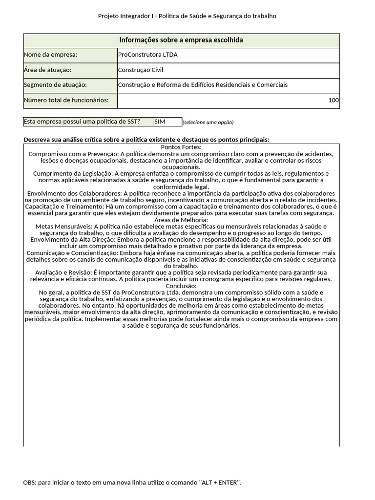 Projeto Integrador 1 (Anna Mel) | PDF