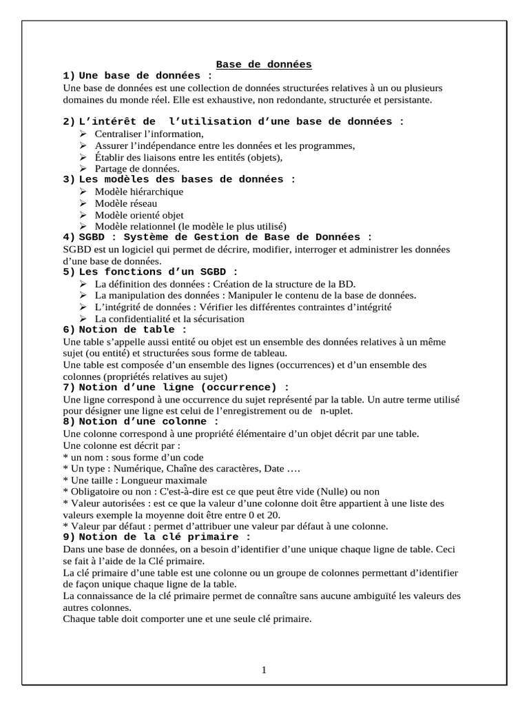 Une Base de Données | PDF