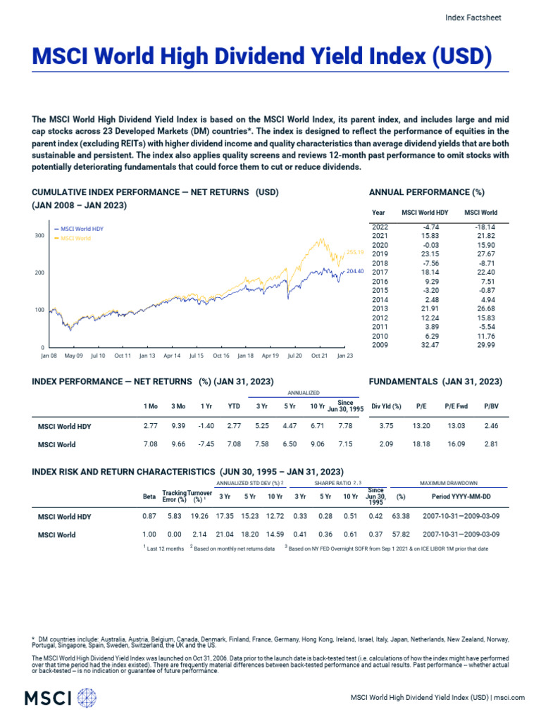 Msci World High Dividend Yield Index Net | PDF