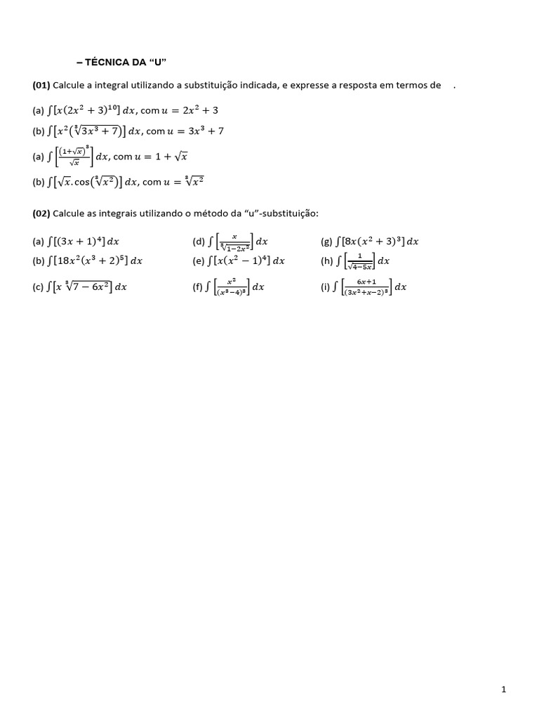 Lista de Exercício de Cálculo II - Aula 03 | PDF