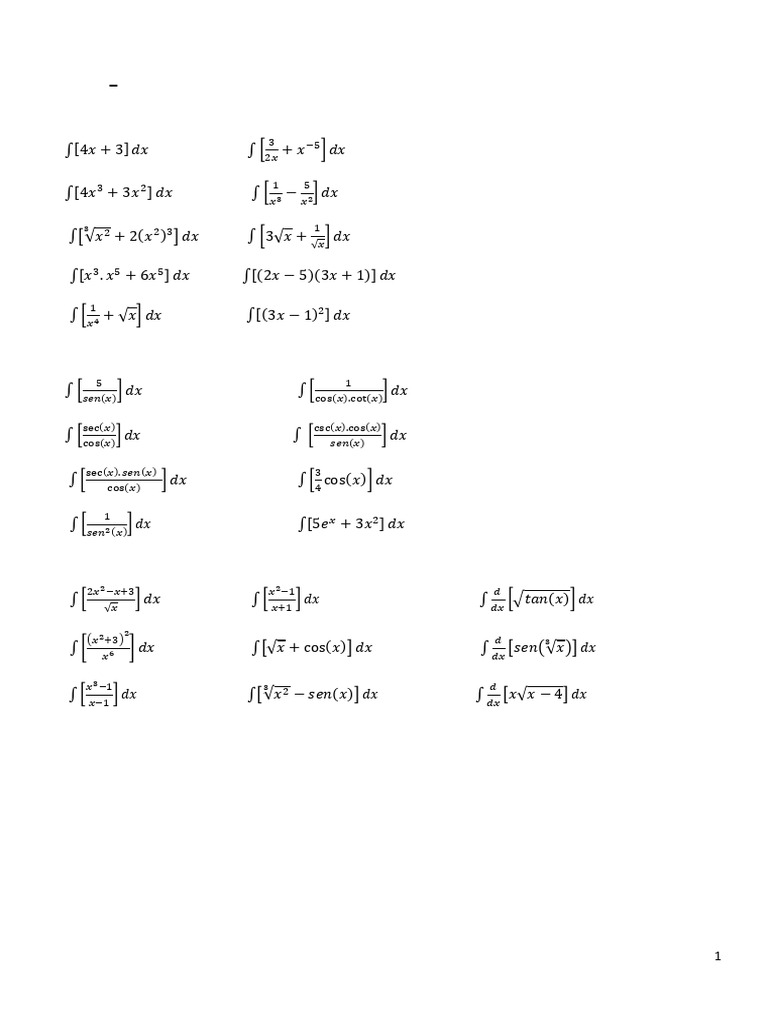 Lista de Exercício de Cálculo II - Aula 01 | PDF