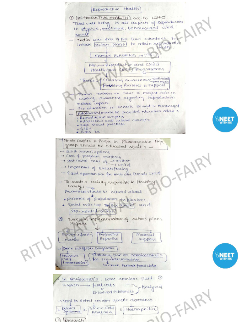 Reproductive Health (Hand Written Notes) - Compressed | PDF