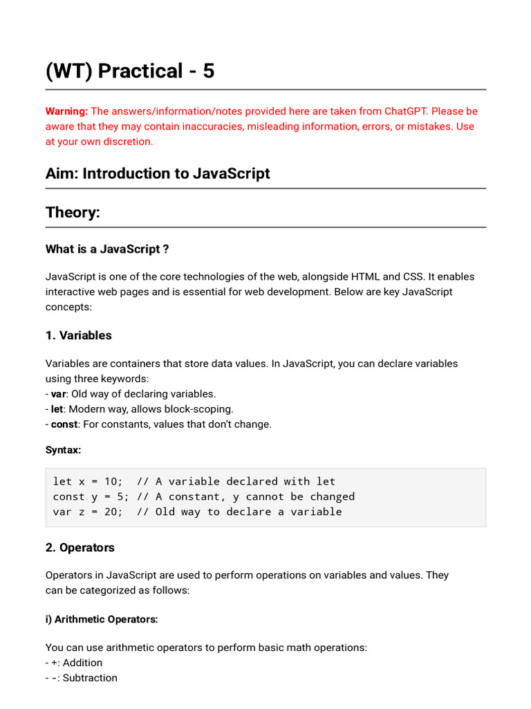 (WT) Practical - 5 | PDF