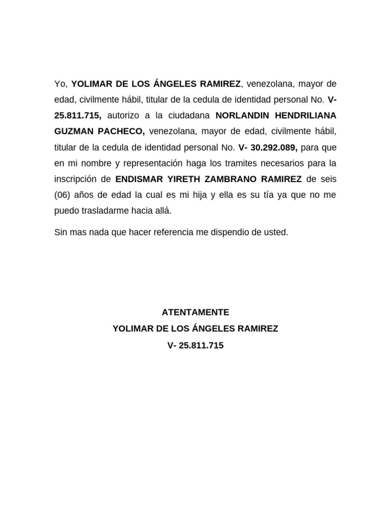 Autorizacion para Inscribir en La Escuela | PDF