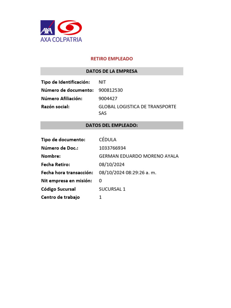 Retiro Arl | PDF