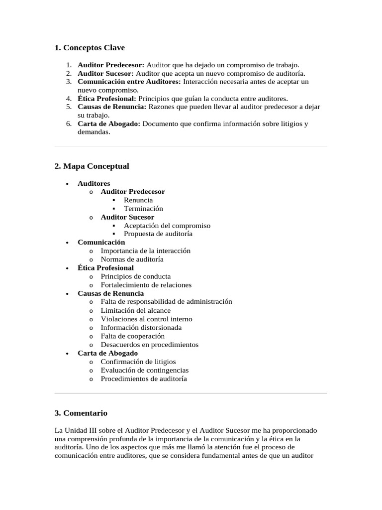 Tarea de Análisis - Auditor Predecesor y Sucesor | PDF