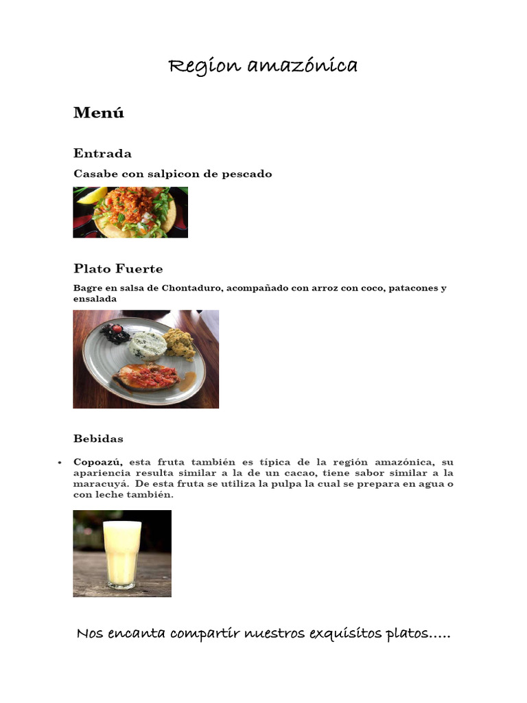 Region Amazónica Menu | PDF
