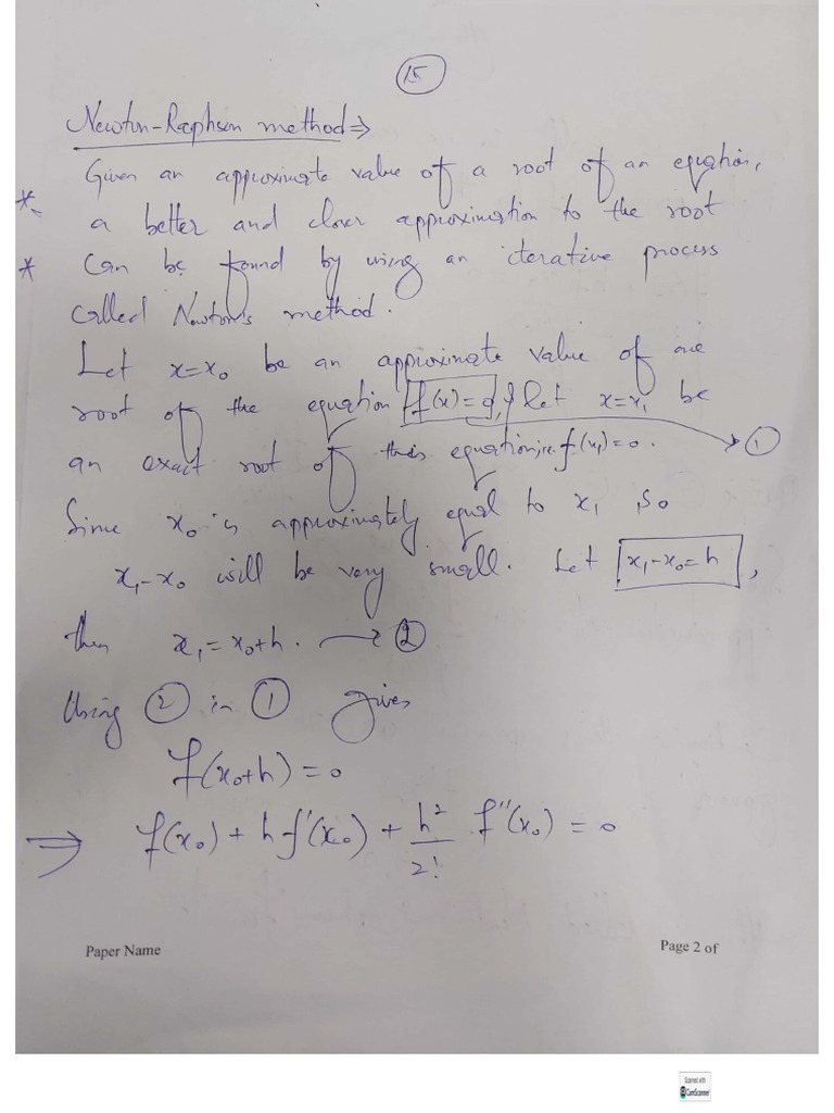 Ch 2 Newton's Raphson Method | PDF