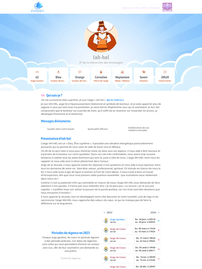62- L'ange gardien Iah-hel et ses pouvoirs _ Evozen | PDF