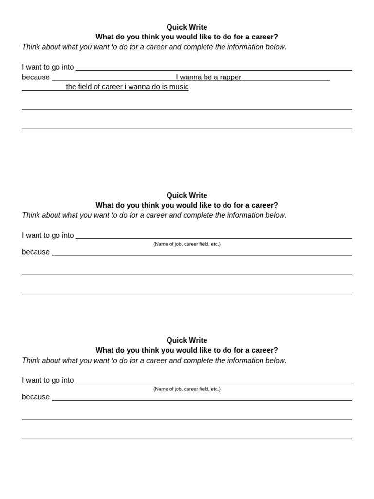 Before - Quick Write | PDF