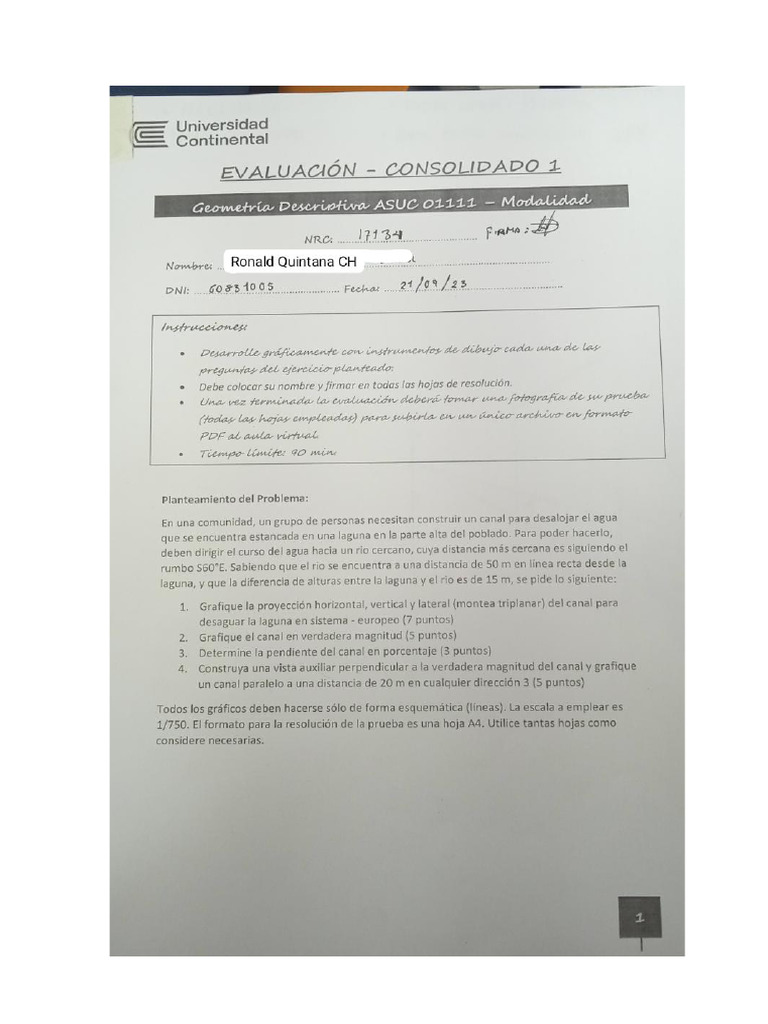 Examen Final Geometria Descriptiva | PDF