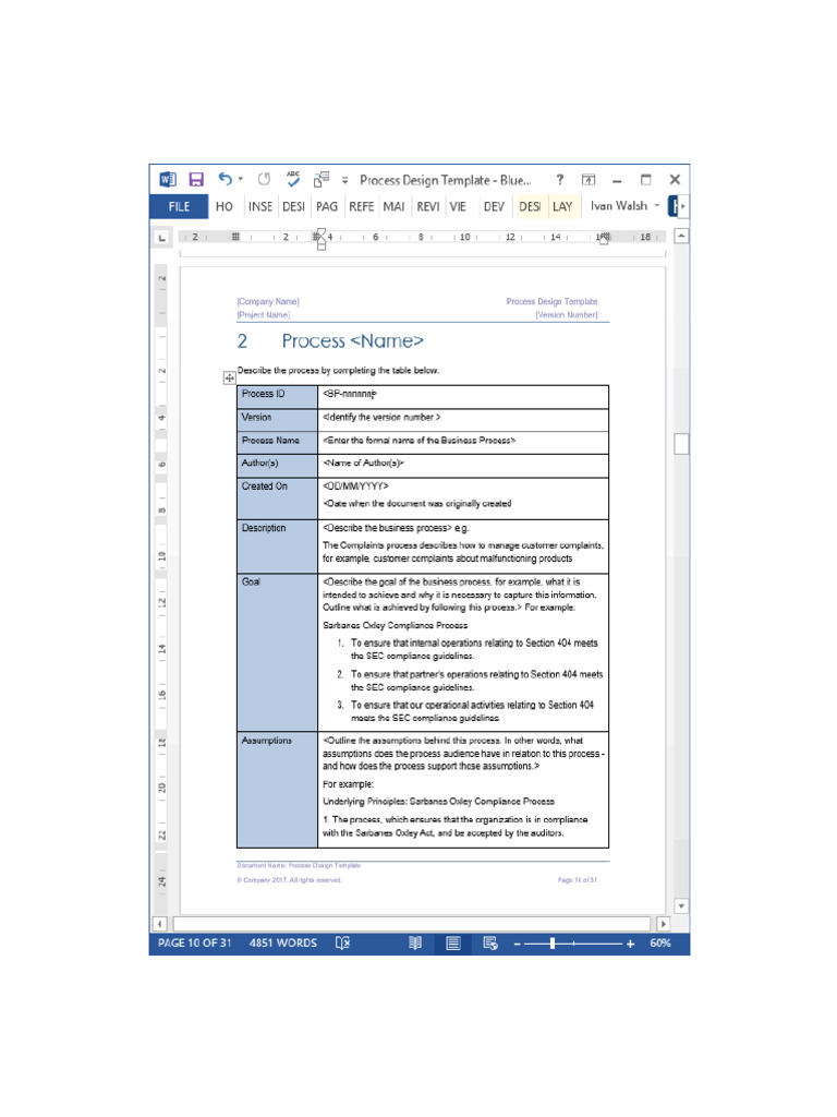 Process Design Template Ms Word 6 | PDF