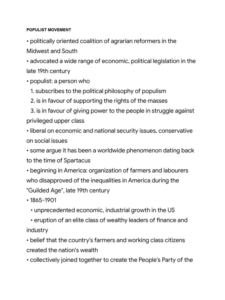 Populist Movement | PDF | People's Party (United States) | Politics