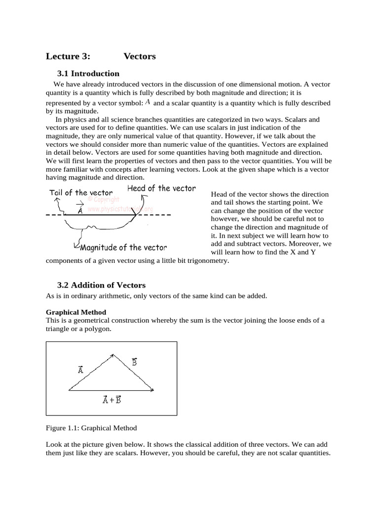 Lecture 3 Vectors | PDF