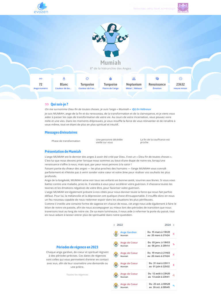 72 - L'ange Gardien Mumiah Et Ses Pouvoirs - Evozen | PDF