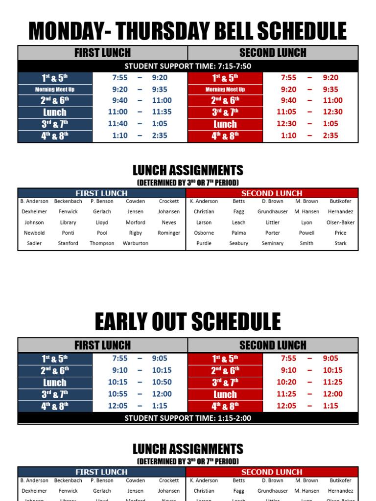HS Bell Schedules 24-25 SY - 2 | PDF