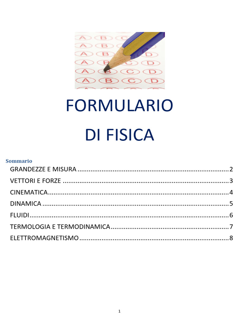 Formulario Fisica Uno | PDF
