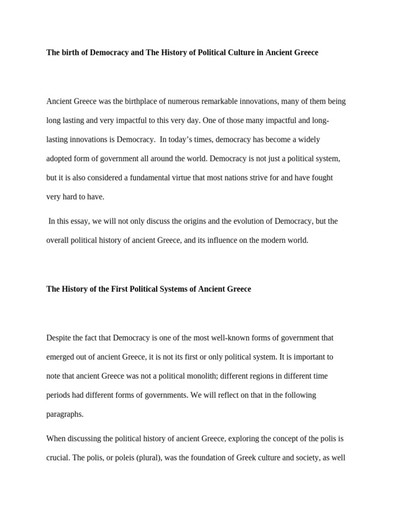 The Birth of Democracy and The History of Political Culture | PDF
