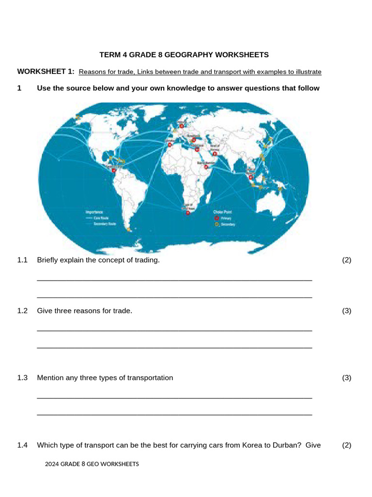 Trade and Transport in Grade 8 Geography | PDF | Public Transport ...