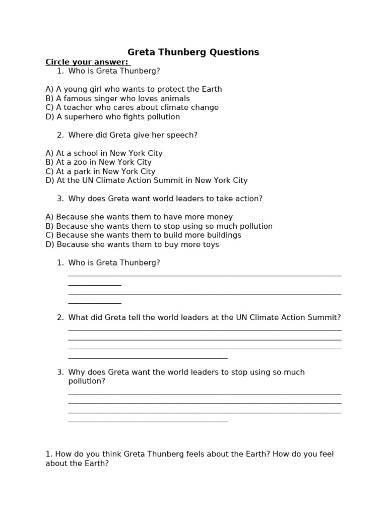 Greta Thunberg Questions | PDF