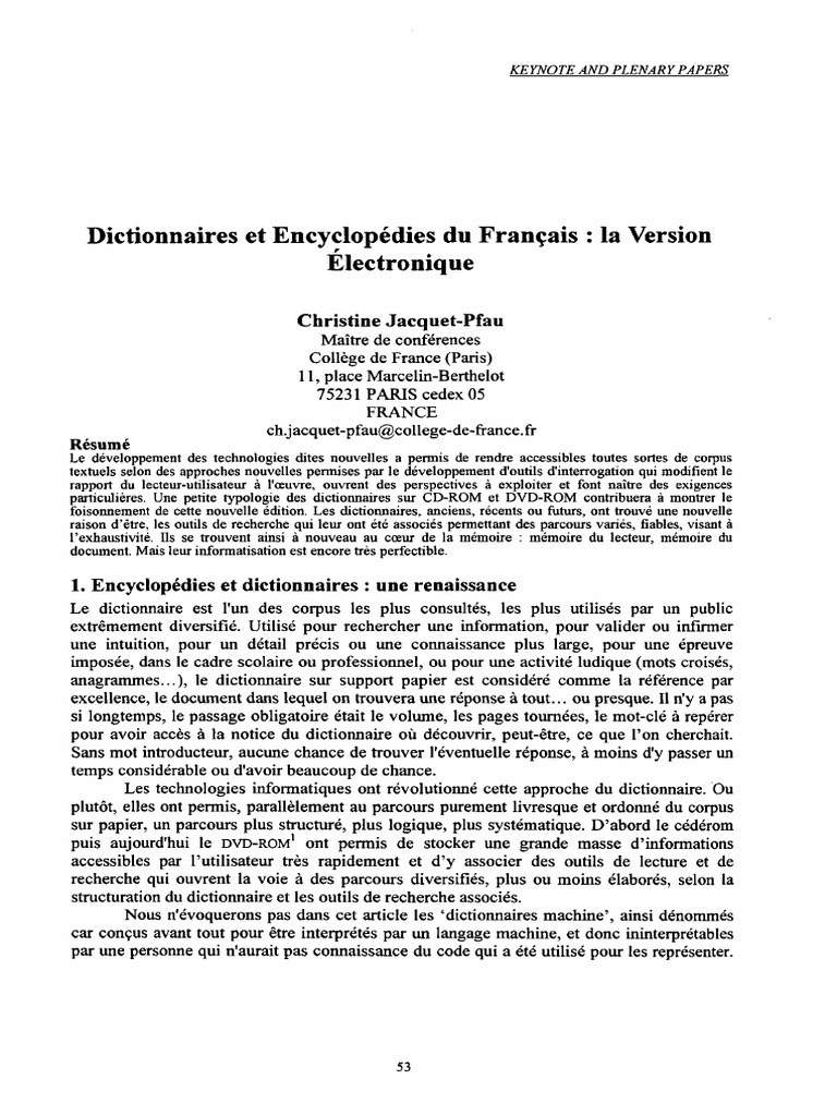 005 - 2004 - V1 - Christine JACQUET - PFAU - College de France ...