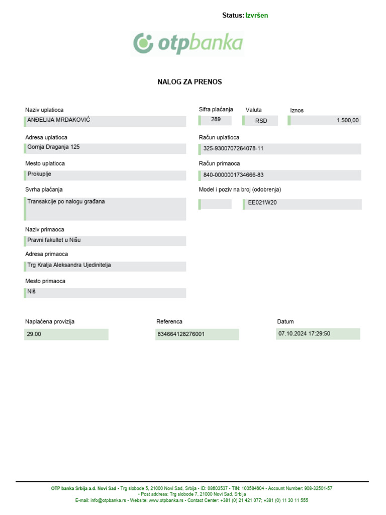 Pregled Placanja Ref 834664128276001 | PDF