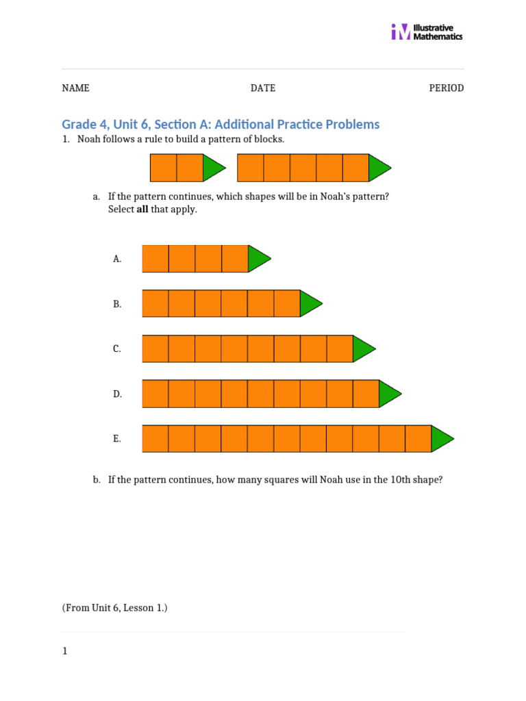 Unit 6 Section A Additional Problems | PDF