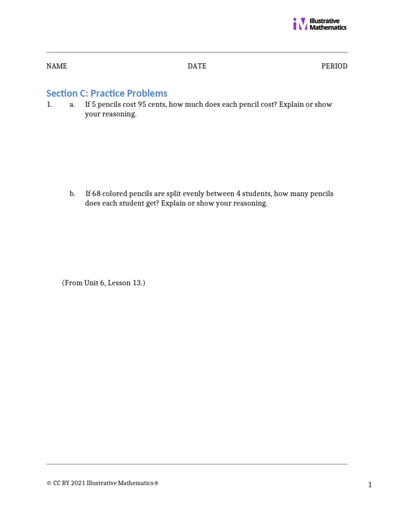 Unit 6 Section C Practice Problems | PDF