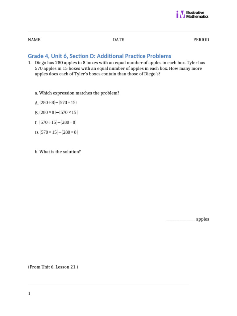 Unit 6 Section D Additional Practice Problems Pdf