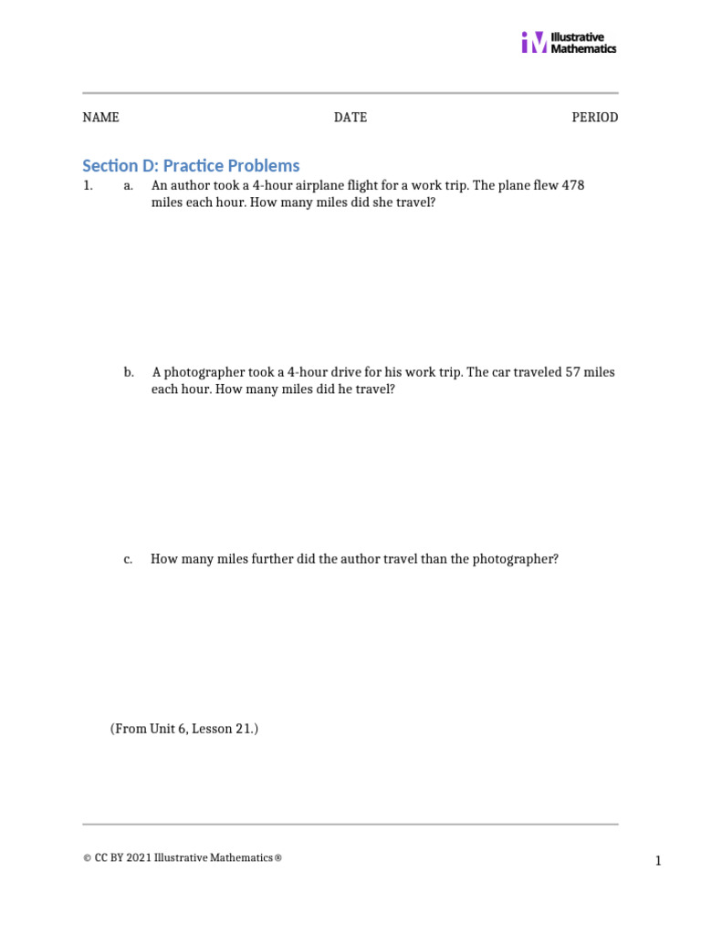 Unit 6 Section D - Practice Problems | PDF