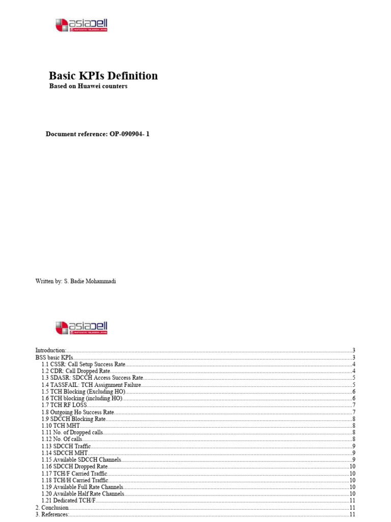 Basic Kpis Definition Based On Huawei Counters PDF Free | PDF