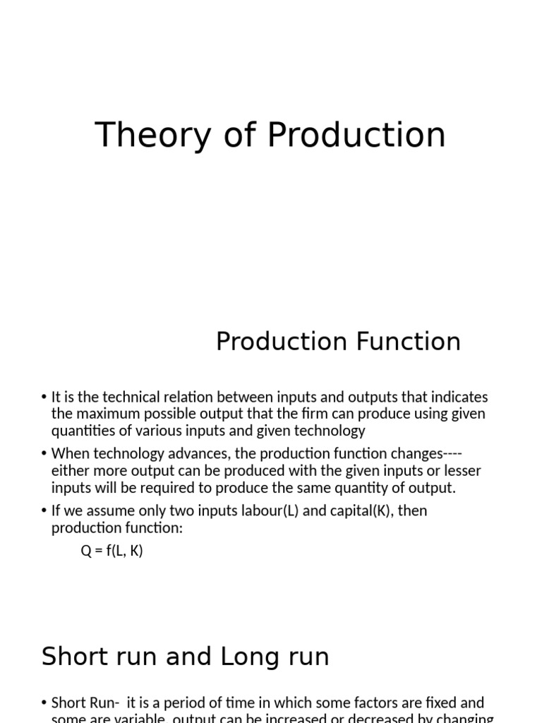 Theory of Productions | PDF