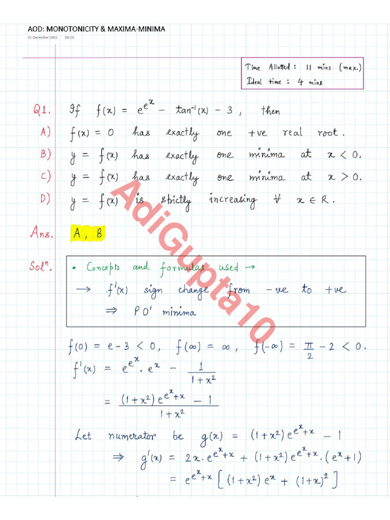 Monotonicity + Maxima Minima - 1 | PDF