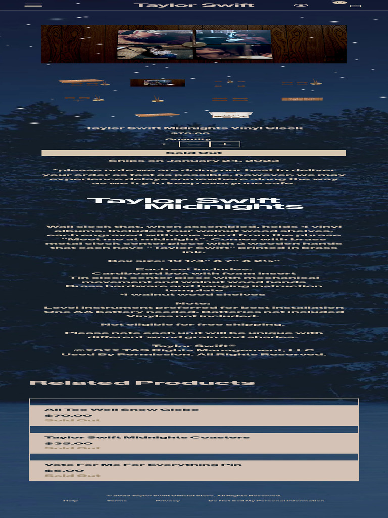 Taylor Swift Midnights Vinyl Clock - Taylor Swift CA | PDF