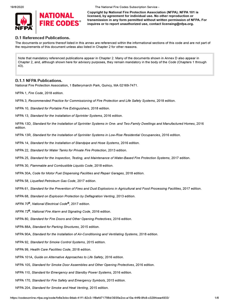 HBK Nfpa 101 - Annex - D - Fire Code, 2018 Edition | PDF