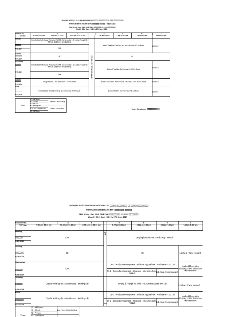 Week - 8 KD Time Table | PDF