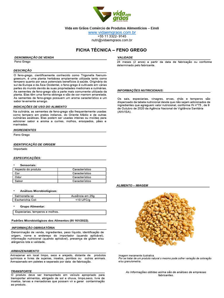 Feno Grego - Vida em Grãos | PDF