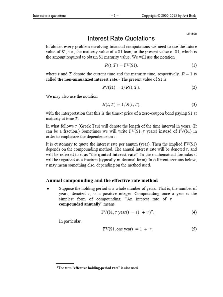 Interest Rate Quotations | PDF