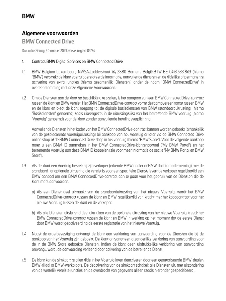 Contract BMW Digital Services en BMW Connected Drive | PDF