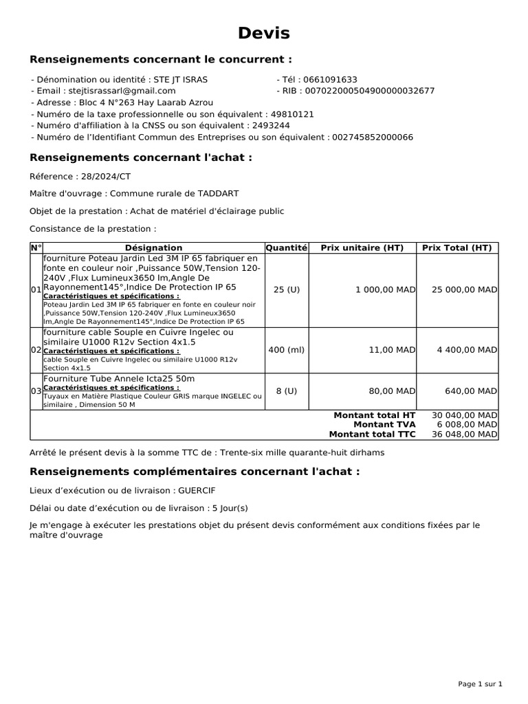 Devis | PDF