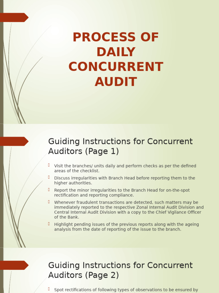 Daily Concurrent Audit Guidelines | PDF | Audit | Business