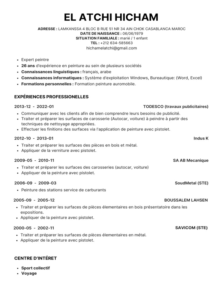 CV Hicham El Atchi | PDF