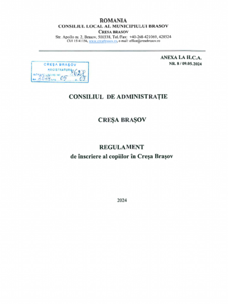 Regulament de Inscriere Al Copiilor Anteprescolari An Scolar 2024-2025 ...