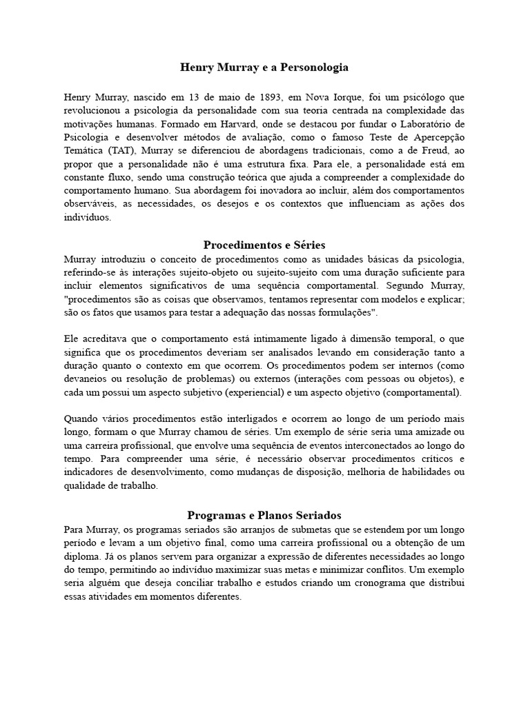 Personologia - Henry Murray -1 | PDF