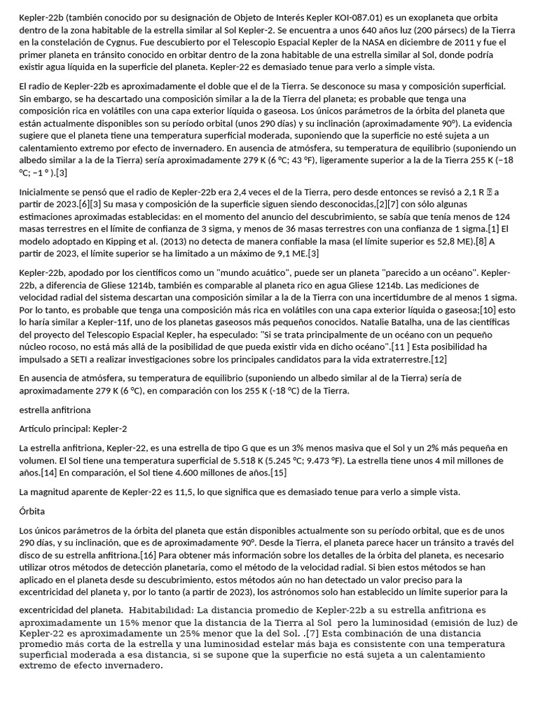 Kepler-22b La Estrella Más Supermasiva | PDF