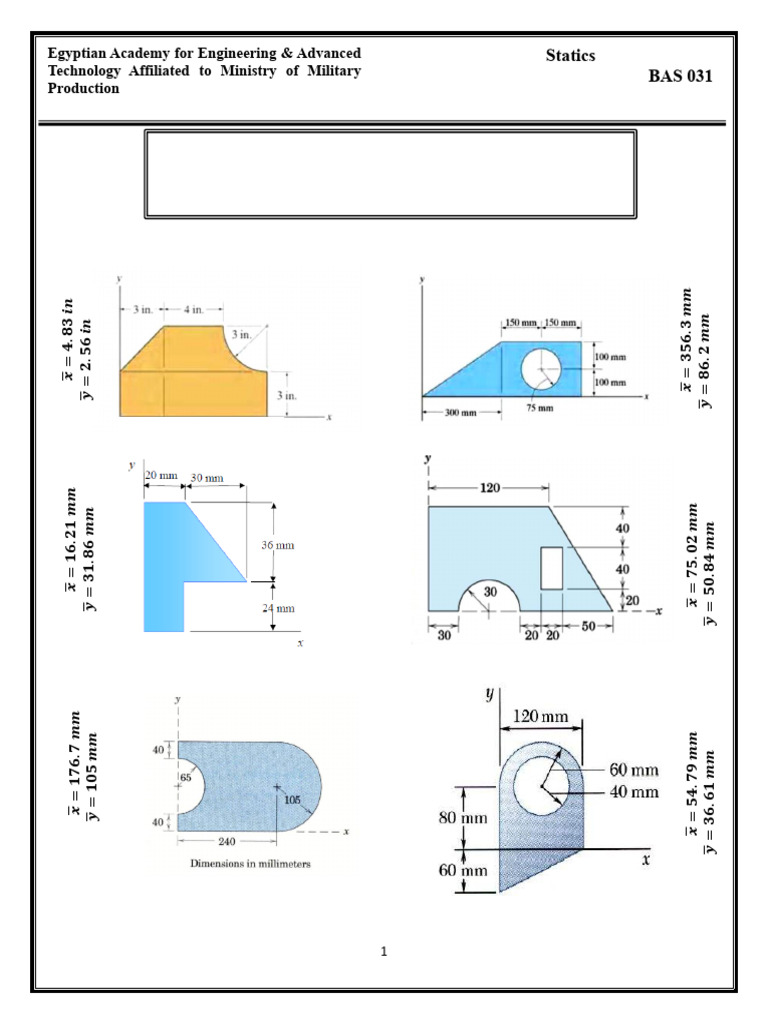 Sheet#8 Centroid and Mass Moment of Inertia | PDF